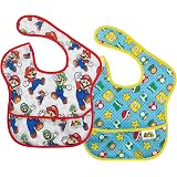 Amazon.com: Bumkins Nintendo Super Mario SuperBib, Baby Bib, Waterproof ...
