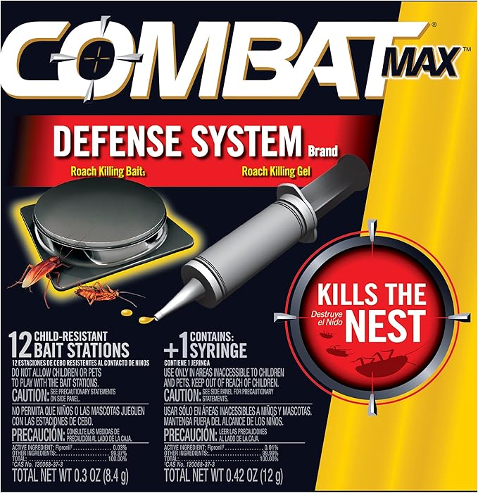 Combat Max Defense System Brand, Small Roach Killing Bait and Gel, 12 ...