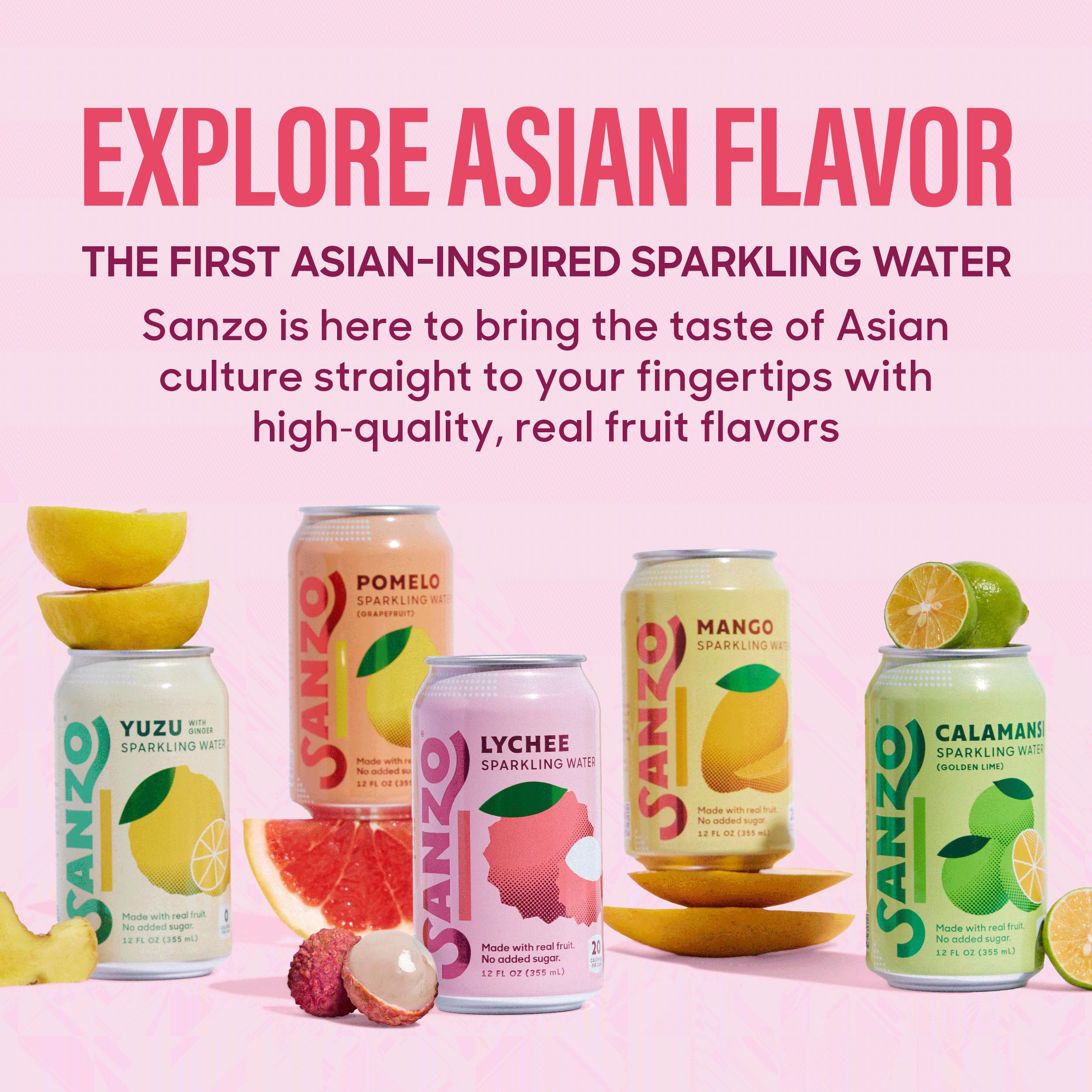 Mua Sanzo Flavored Sparkling Water - Pomelo (Grapefruit) 12-Pack - Carbonated Drink Made with ...