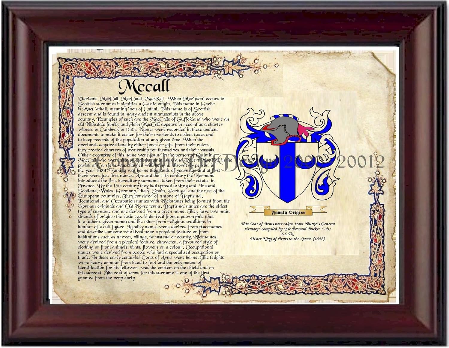 Amazon.com: Mccall Coat of Arms/ Family Crest on Fine Paper and Family ...
