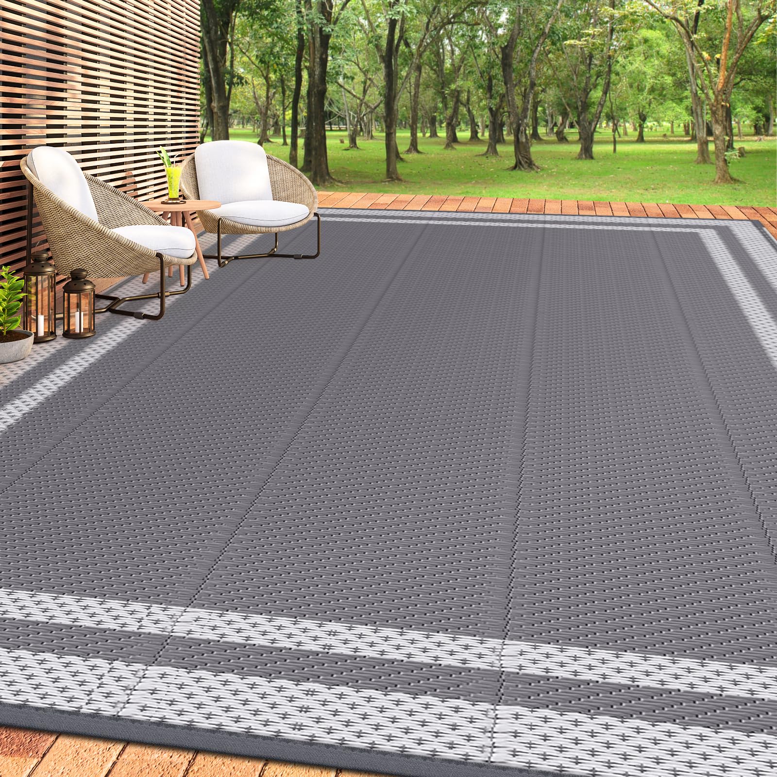 HappyTrends Outdoor Rug Reversible Portable Plastic Straw Camping Rugs ...