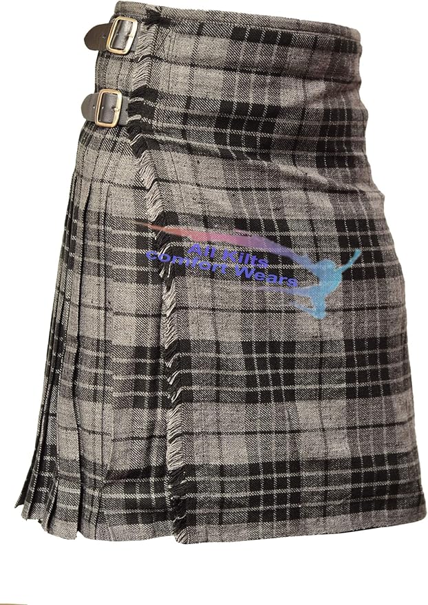 Scottish Men's Traditional Grey Highlander 8 Yard & 13Oz Tartan Kilts ...