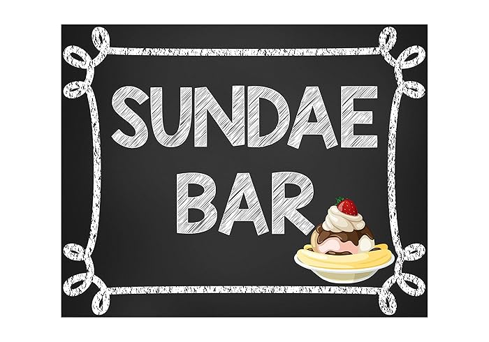 Amazon.com: Sundae Bar, Ice Cream Party Sign, Dessert Bar, Ice Cream ...