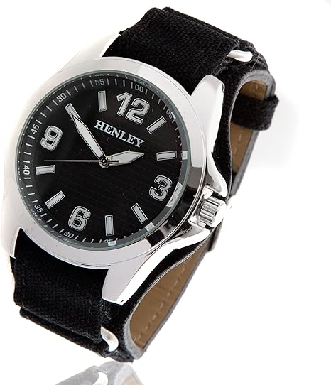 Mens Henley Watch with Black Canvas Strap: Amazon.co.uk: Watches