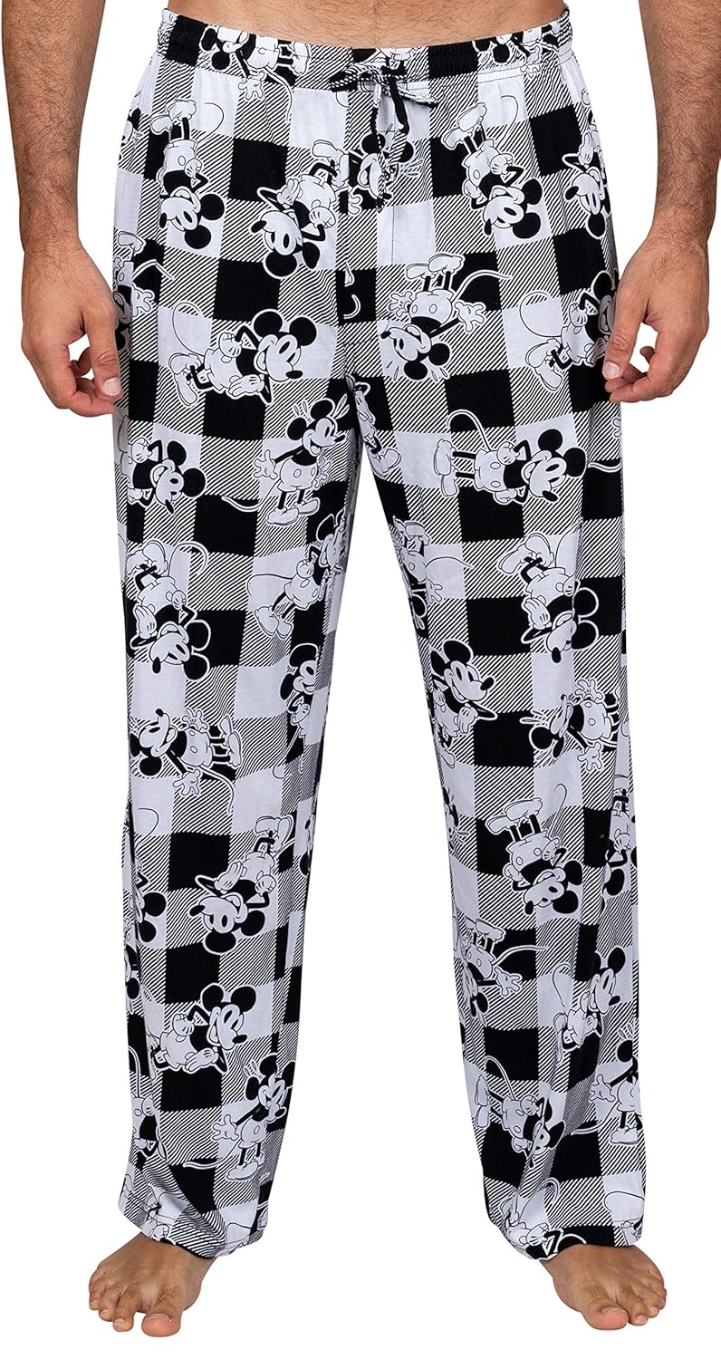 Buy Disney Men's Classic Mickey Mouse Pajama Lounge Pants, Plaid Black ...