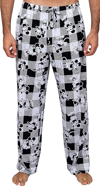 Buy Disney Men's Classic Mickey Mouse Pajama Lounge Pants, Plaid Black ...