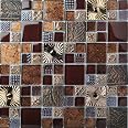 Red Wine Colors Glass Tile 2'' x 2'' Leaf Carving Imprints Antique ...