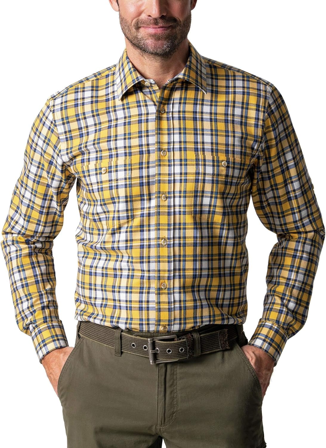 Klepper Herren Hemd Klima kariert Gelb/Blau 45-46 - Langarm: Klepper ...