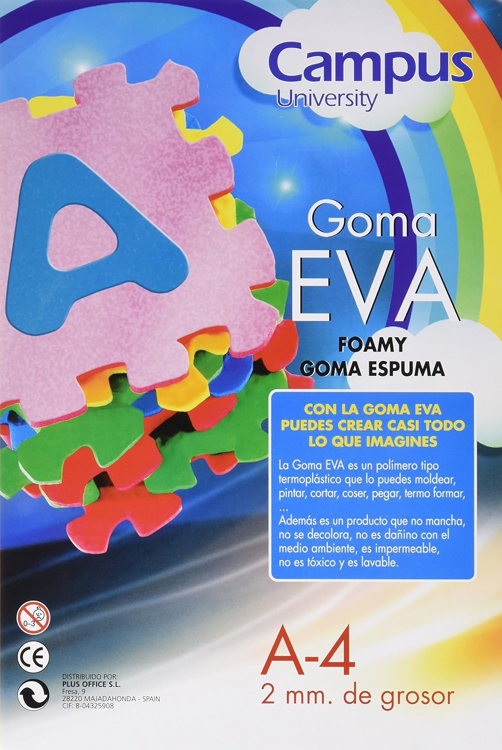 Campus University EVA-A4-SKN Foam Sheets, 2 mm, 10 Pieces, 210 x 297 mm ...