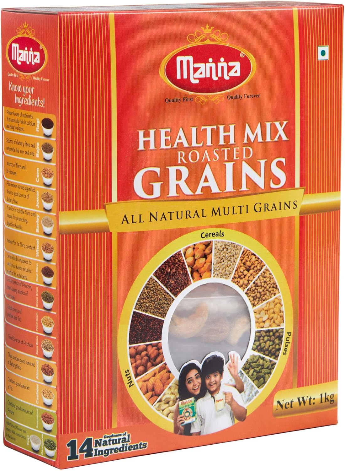 Manna Health Mix (Roasted Grains), 1kg - 100% Natural, 14 Ingredients ...