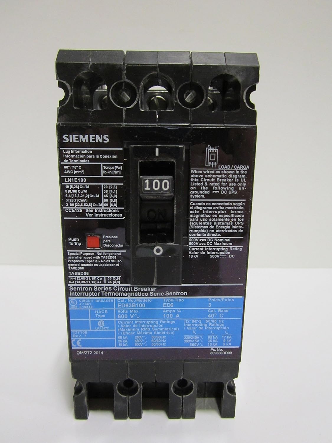 ED63B100L Type ED6 Sentron Circuit Breaker by SIEMENS - - Amazon.com