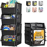 Amazon.com - Wenqik 12 Pack Plastic Stackable Storage Bins for ...
