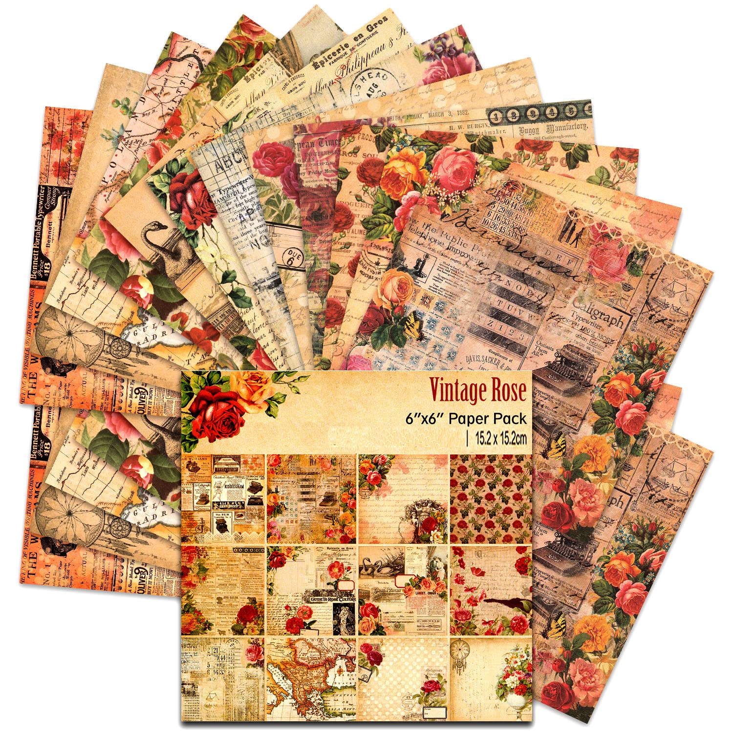 Mua Scrapbook Paper, 24 Sheets Vintage Rose Scrapbooking Paper 6x6 With ...