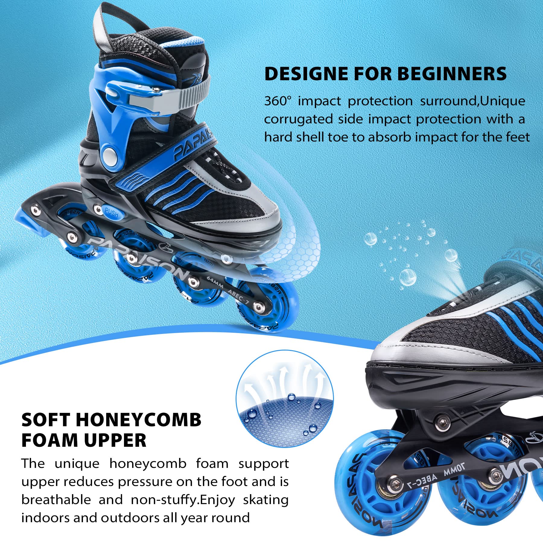 Mua PAPAISON Adjustable Inline Skates Boys Ages 4-12, Roller Skates for ...