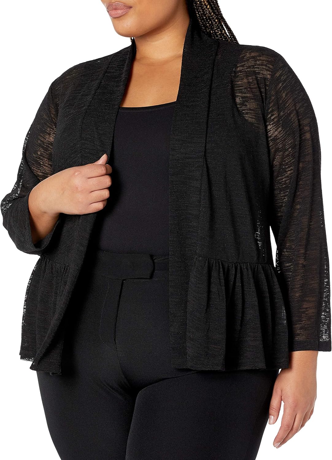 Kasper Women's Solid Onion Skin 3/4 Sleeve Peplum Cardigan at Amazon ...