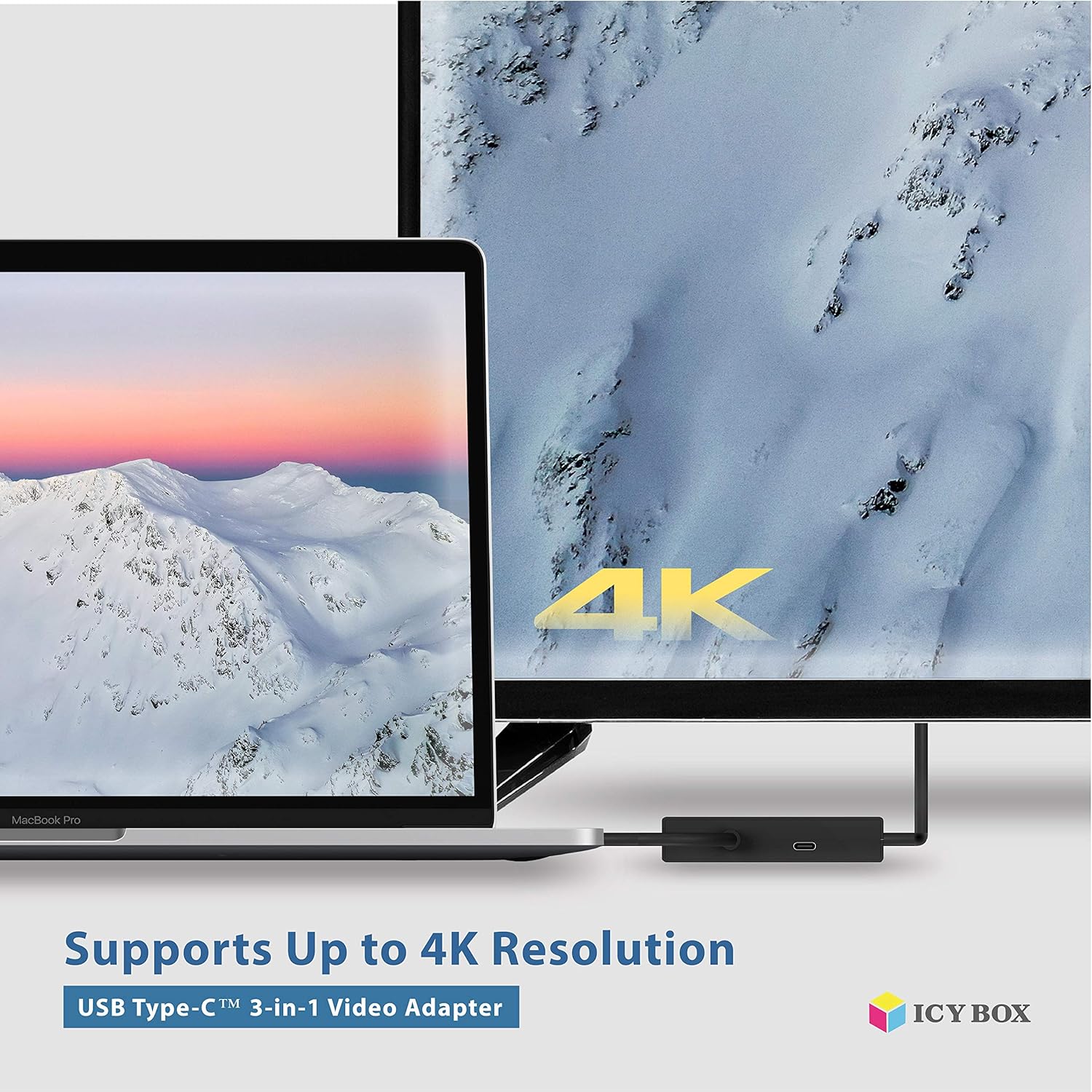 ICY BOX 3-in-1 USB-C Adapter with VGA, DisplayPort and HDMI Port for 1 ...