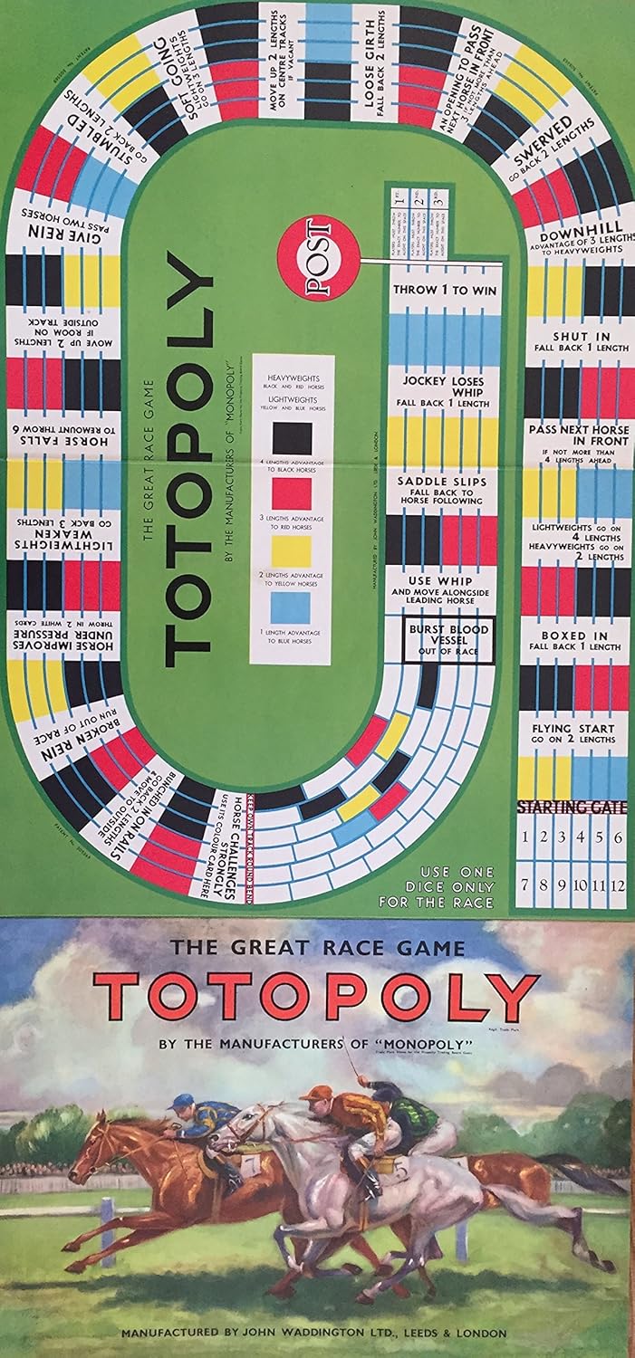 Super Saturday TOTOPOLY VINTAGE 1950 s BOARD GAME WITH METAL HORSES ...
