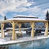 YITAHOME 12x20ft Hardtop Gazebo with Nettings and Curtains, Wood Grain ...