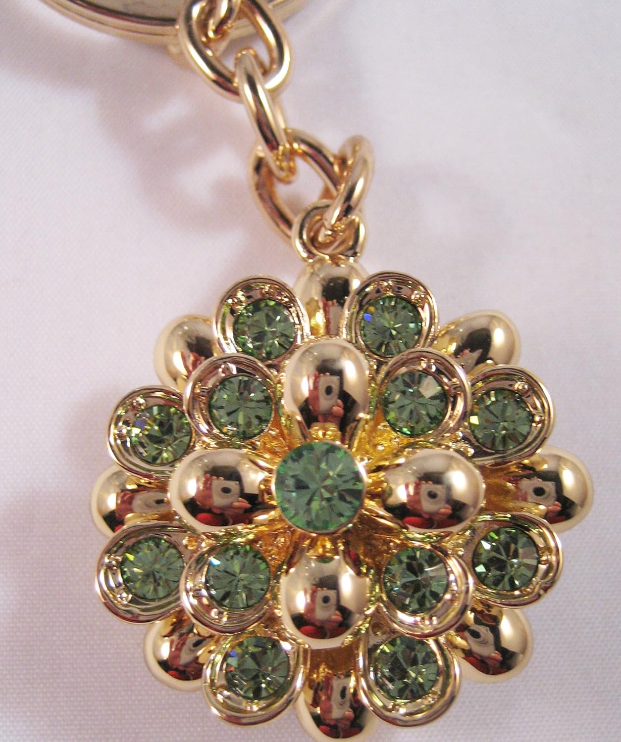 Amazon.com : Dazzling Swarovski Crystal Puff Ball Keychain Gold with ...