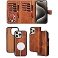 Amazon.com: Bayelon Wallet Case for iPhone 15 Pro, Trifold Leather Wallet, Detachable Magnetic ...