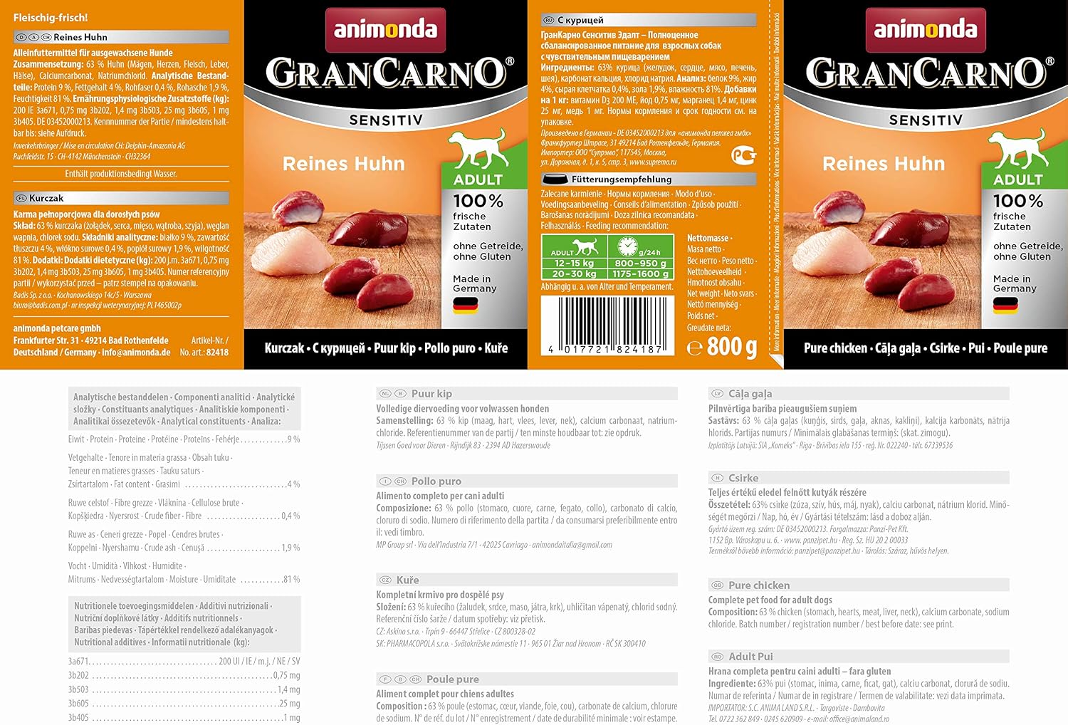 animonda GranCarno Sensitive Adult dog food, wet food for adult dogs ...