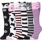 Amazon.com: ANTSANG Kids Girls Knee High Socks 6 Pairs Long Boot Fun ...
