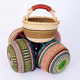 Amazon.com: Ayeya Handwoven African Grass Basket, Market Style w/single ...