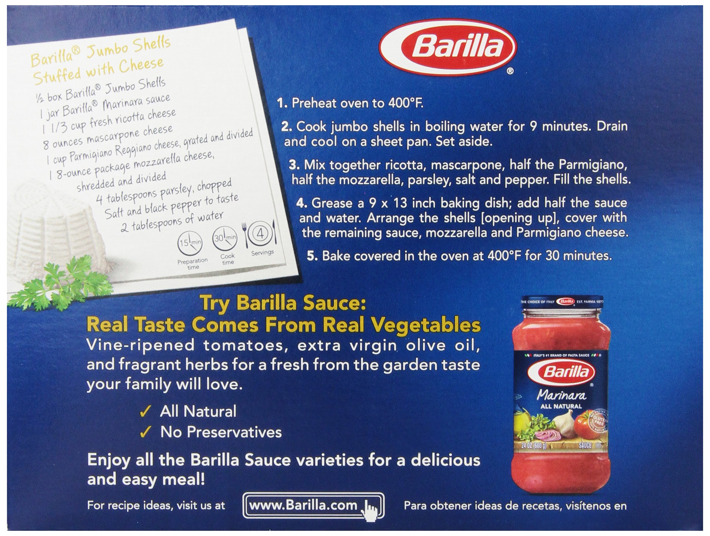 Barilla Pasta, Jumbo Shells, 12 Ounce Boxes (Pack Of 12) on Galleon ...