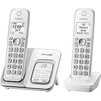 Panasonic KX-TGC352B 2-Handset Expandable Cordless Phone with Amber Backlit Display, Black ...