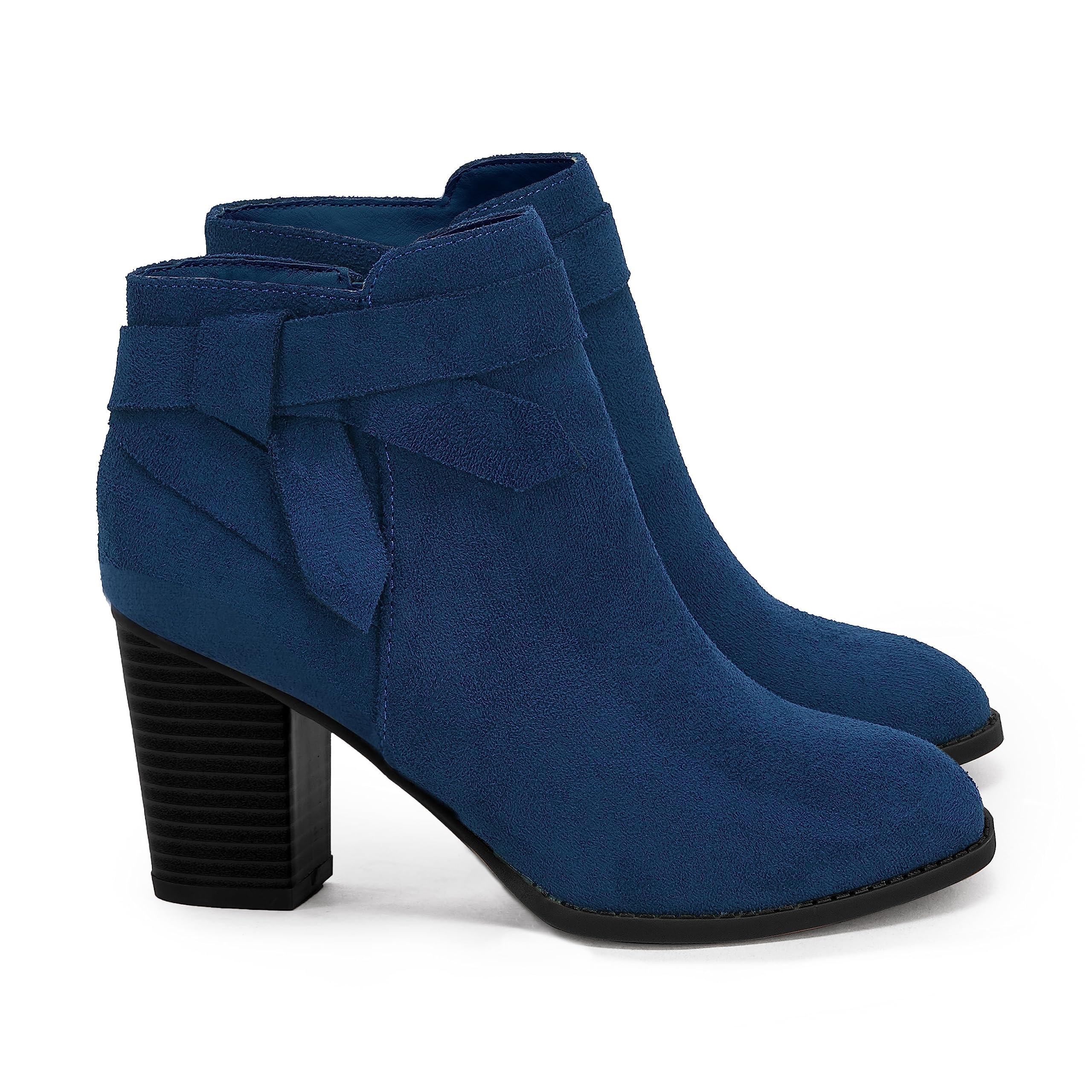 PiePieBuy Women's Tie Knot Chelsea Pump Ankle Boots Closed Toe Stacked ...
