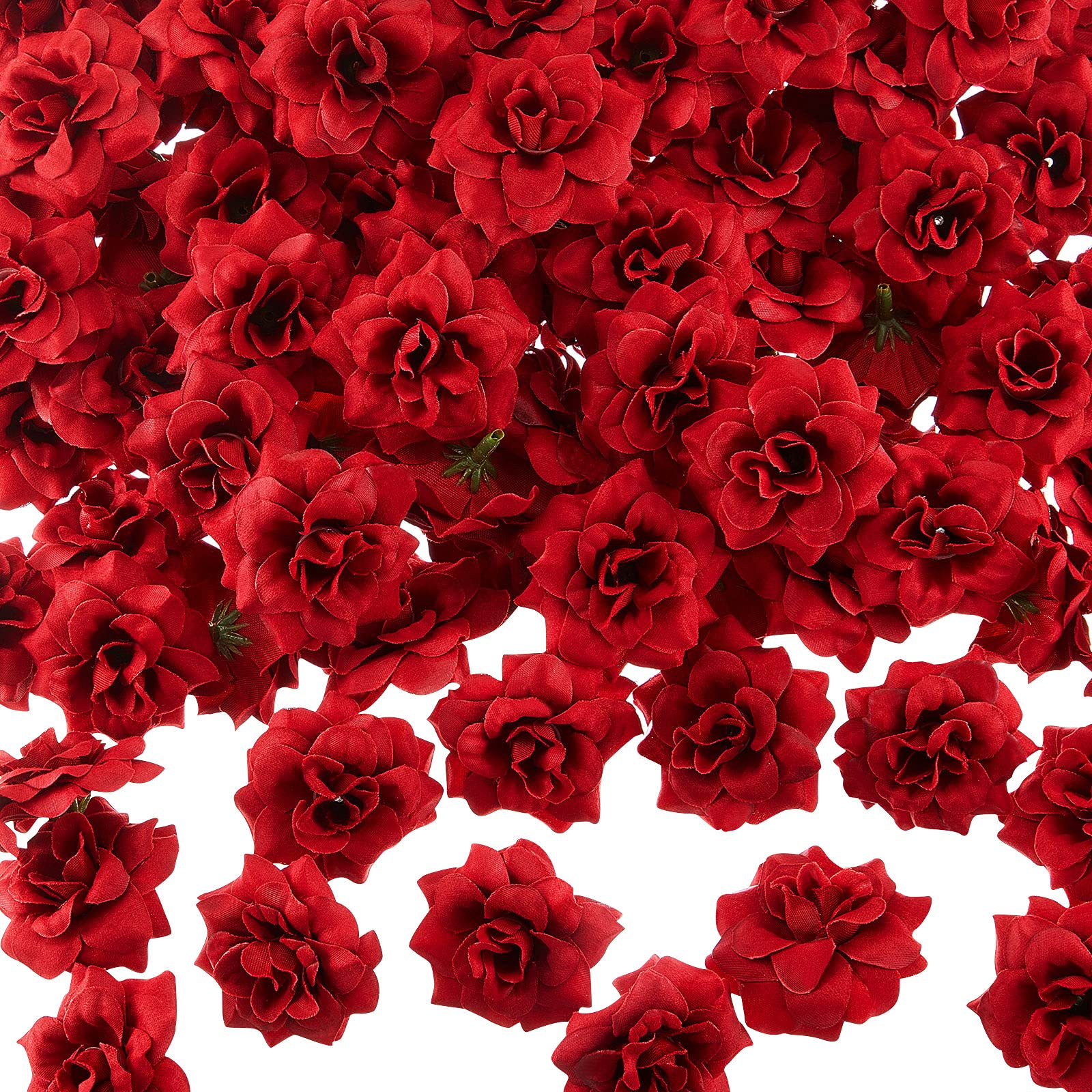 Syhood 100 Pieces Red Artificial Roses Head Bulk,1.77" Small Silk Fake ...