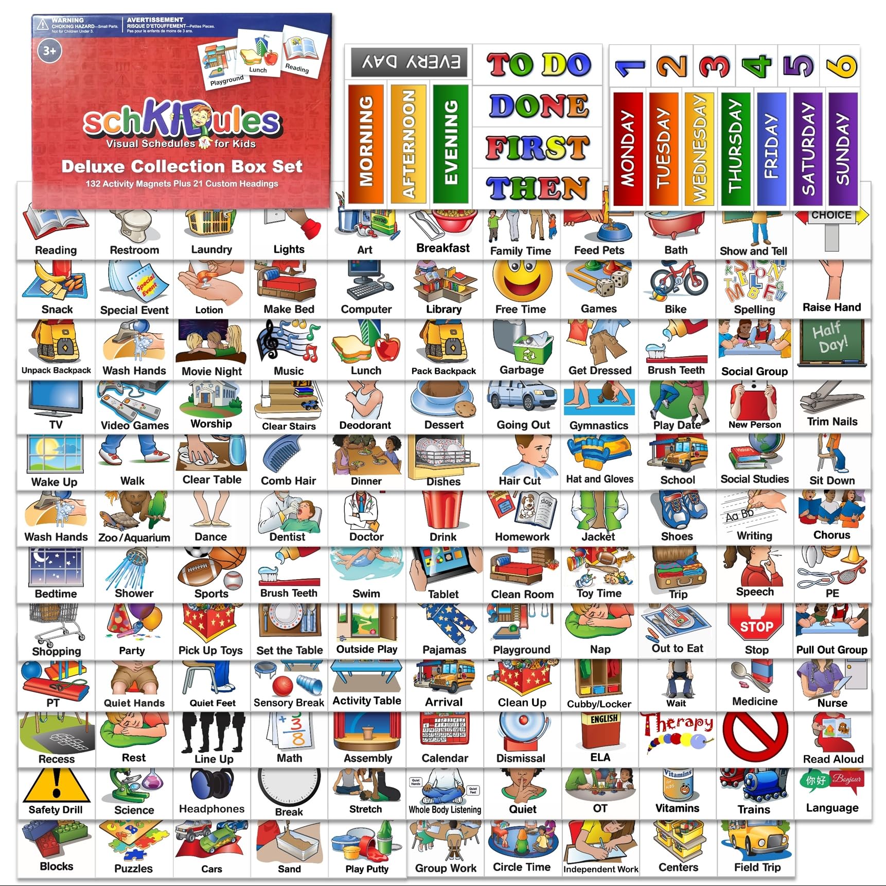 ADHD Daily Planner 153pc Visual Schedule Magnets For Kids - Daily ...