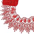 Amazon.com: GXTIZAS Red Lace Trim 5 Yards Wide Venise Lace Ribbon ...