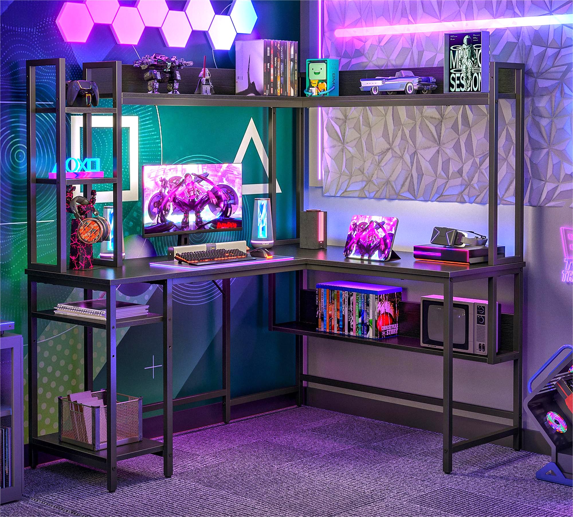 Mua CubiCubi L Shaped Gaming Desk with Hutch, 60" Corner Computer Desk ...