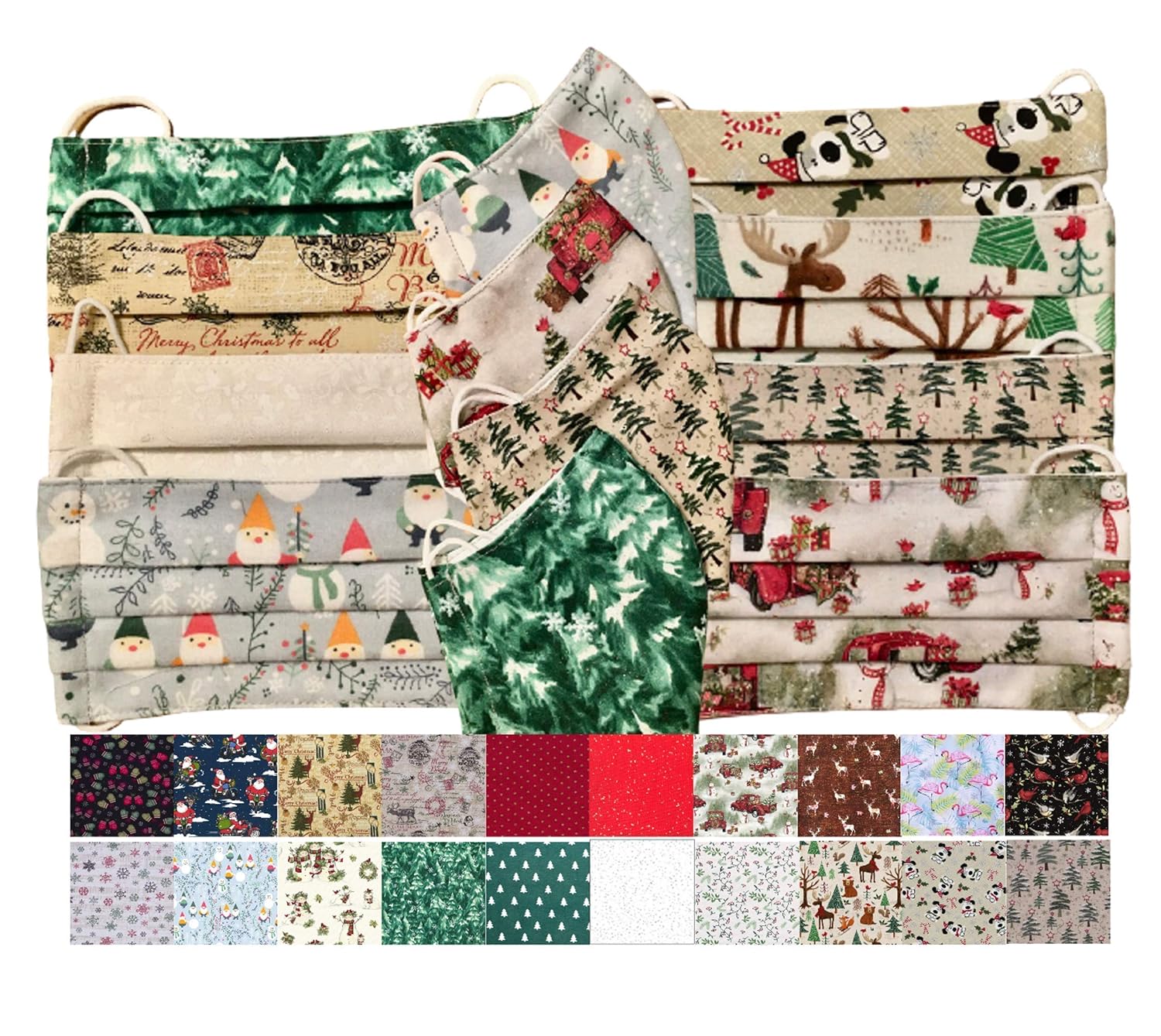 Amazon.com: Winter Holiday Seasonal Cloth Face Mask - Pleated or ...