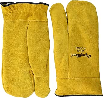RefrigiWear Sherpa Lined Three Finger Split Cowhide Leather Mitten ...