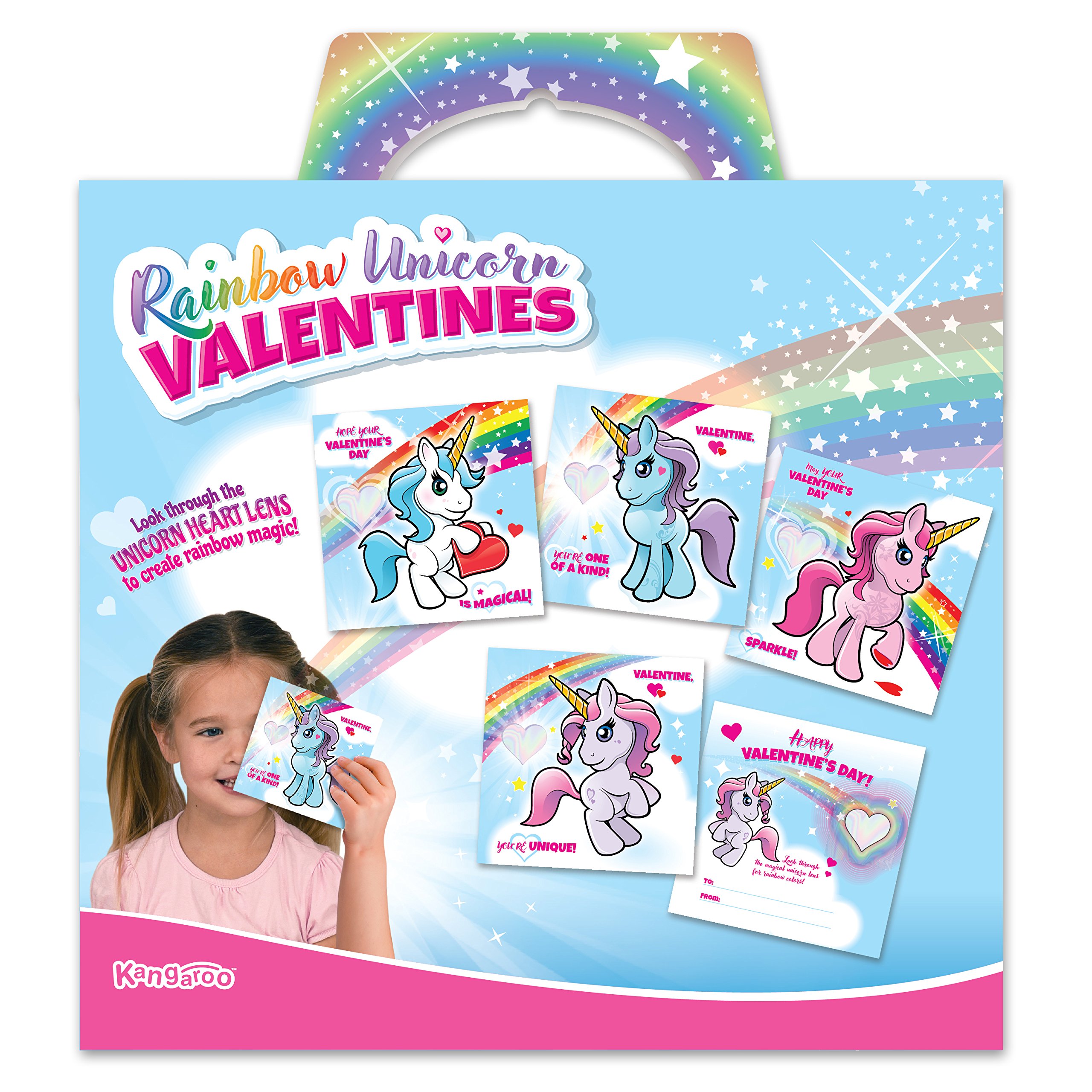 28-Pack Rainbow Unicorn Valentines Day Cards with Envelopes I Valentine ...