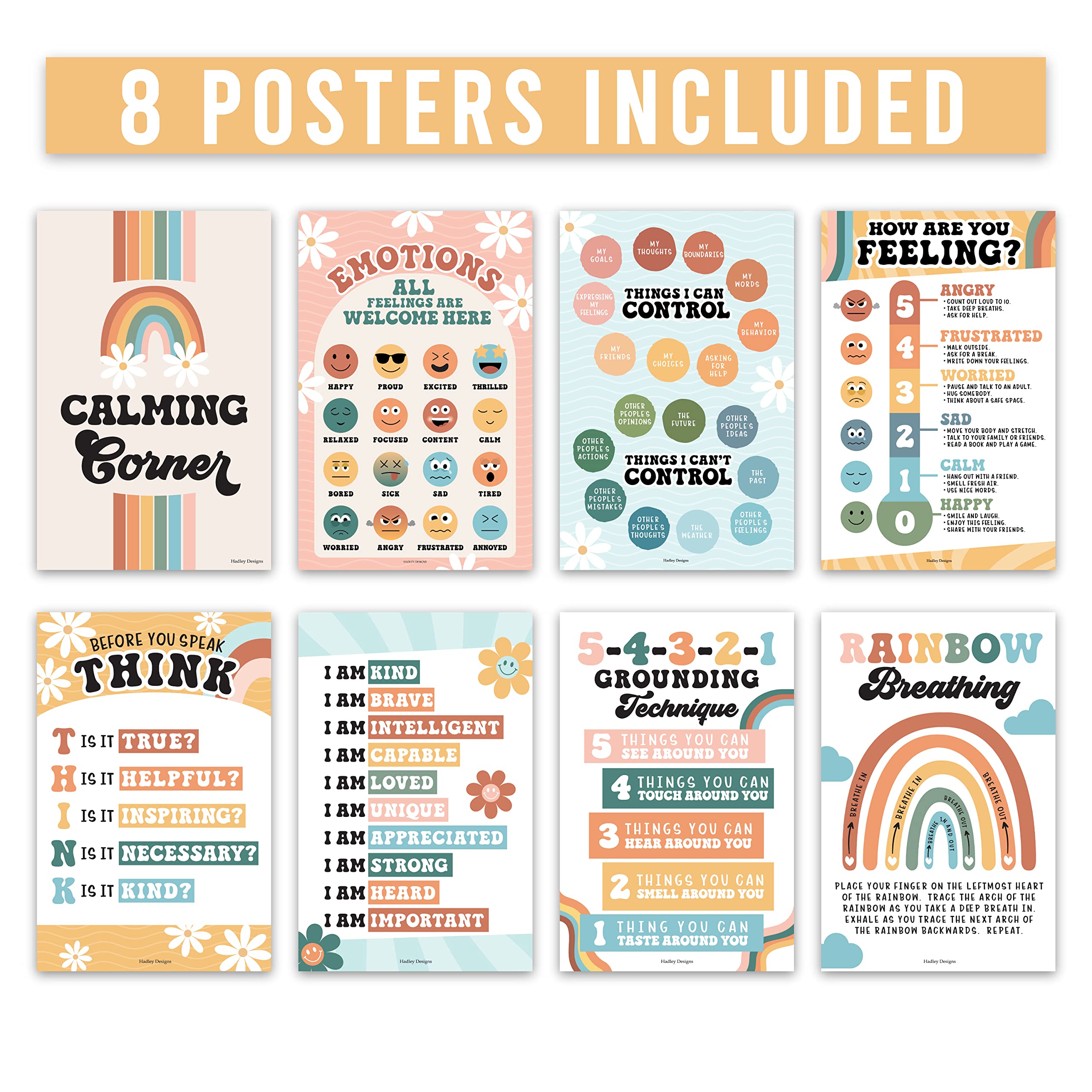 Mua Hadley Designs 8 Retro Calming Corner Classroom Posters Preschool ...
