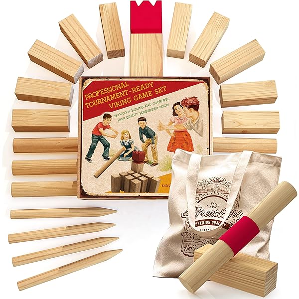 GetMovin´ Sports Kubb Premium Rubberwood Set， Viking Chess Fun Outdoor Yard Game， Giant Board ...