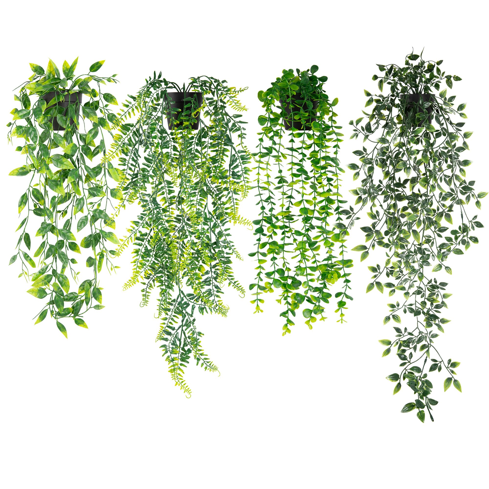 ATTGREAT Fake Hanging Plants 4 Pack Artificial Hanging Plants Fake ...