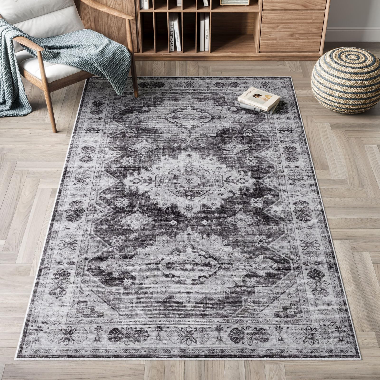 Dripex Vintage Washable Rug 3x5 Area Rug for Living Room Soft Bedside ...