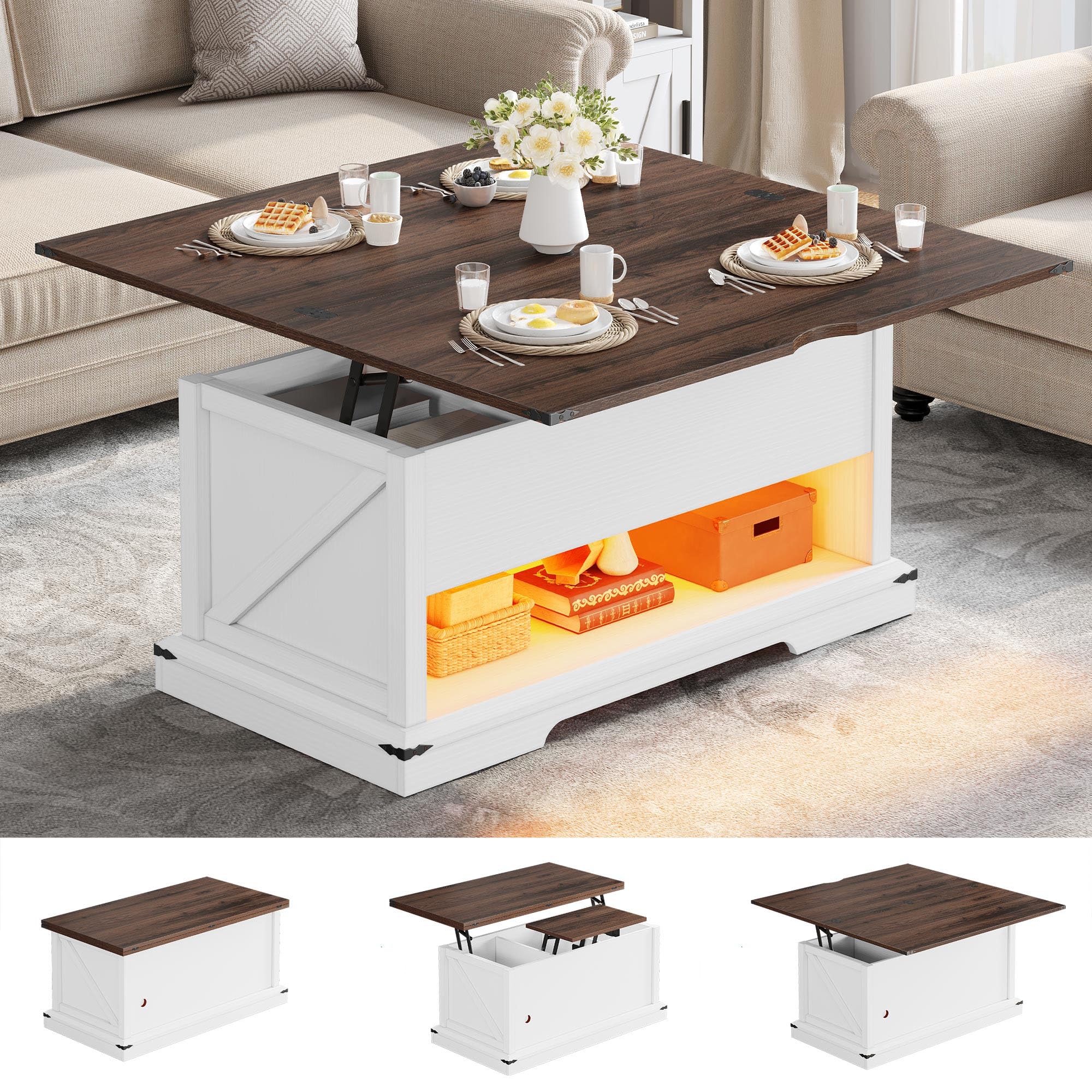 YITAHOME Lift Top Coffee Table for Living Room, 3 in 1 Multi-Functional ...