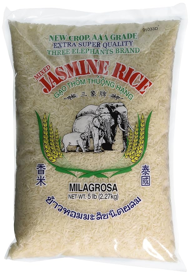 Amazon.com : Three Elephants Thai Jasmine Rice, 5 Pound : Grocery ...