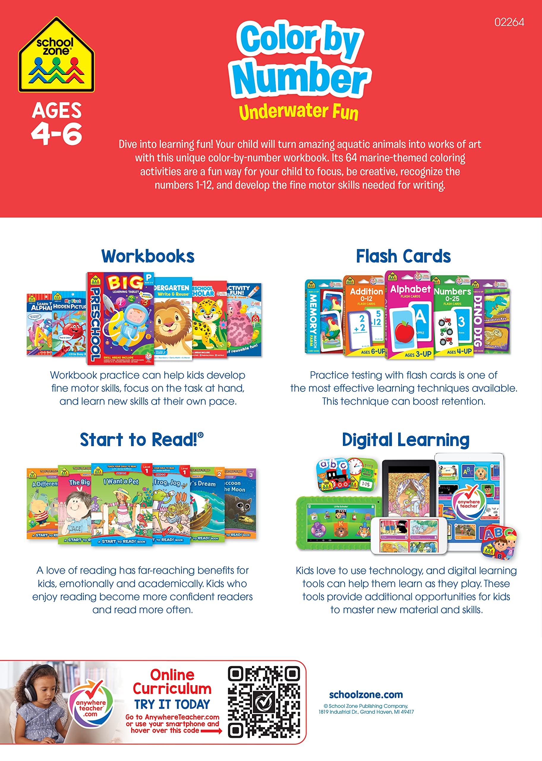 Mua School Zone Color By Number Underwater Fun Workbook: 64 Pages ...