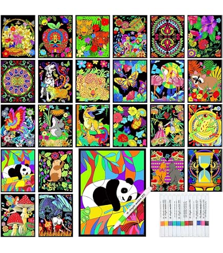 Fuzzy Posters 48 Pcs Fuzzy Mandala Coloring Cards - Velvet Art Posters ...