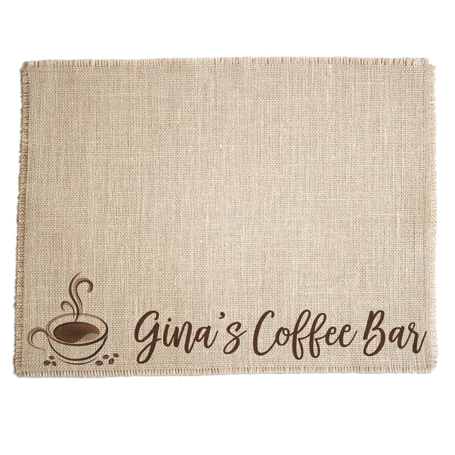 Amazon.com: Personalized Coffee Bar Mat - Customized Burlap Placemat ...