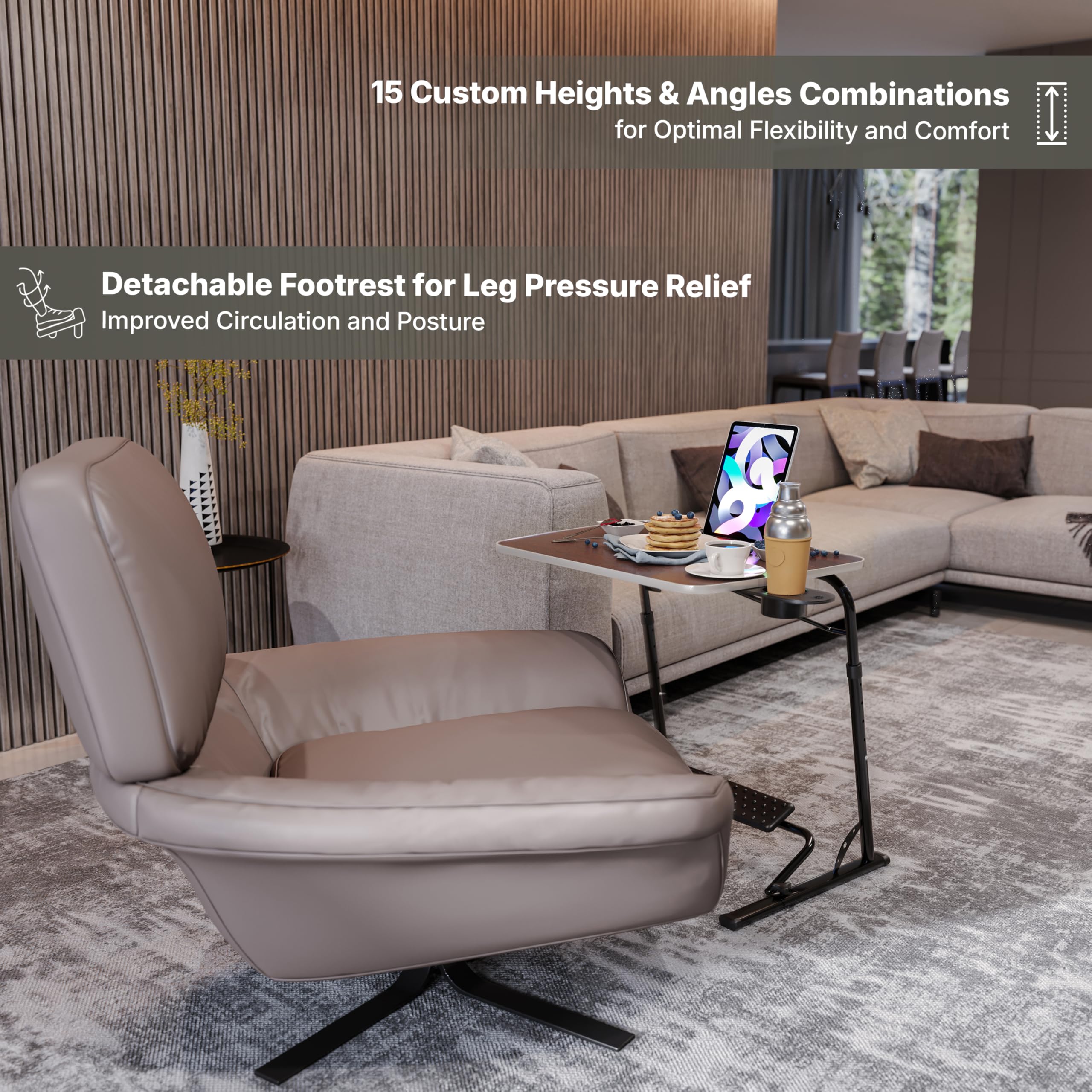 Mua Folding TV Tray Table - Wooden Height & Angle Adjustable Laptop ...