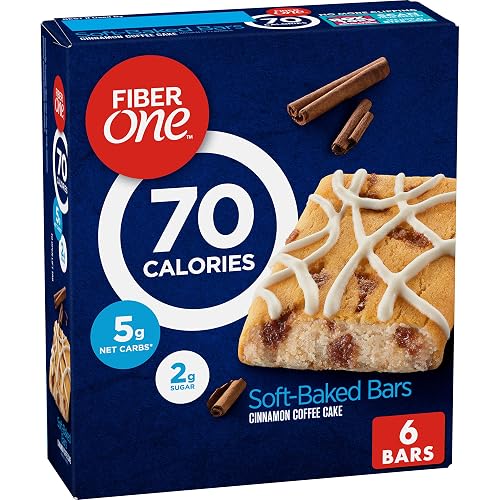 Fiber One 70 Calorie Soft-Baked Bars, Cinnamon Coffee Cake, 6 Bars, 5. ...