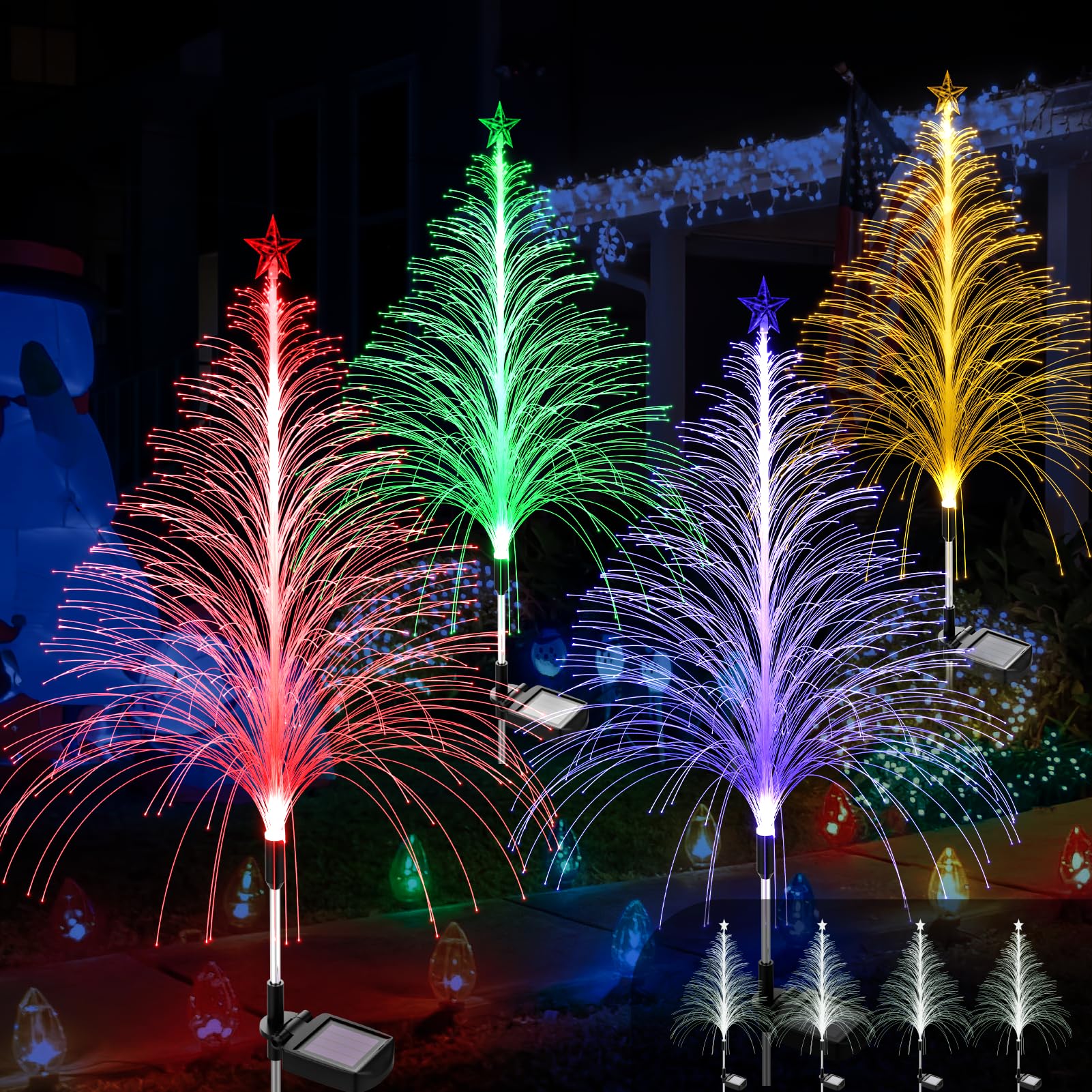 TopVelo Christmas Solar Garden Light 4 Packs with Multi-Colored Change ...