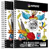 Artecho Sketch Book 9 x 12 Inch, 100 Sheets 90gsm, Spiral Sketchbook, Hardcover Sketchbook, Acid ...